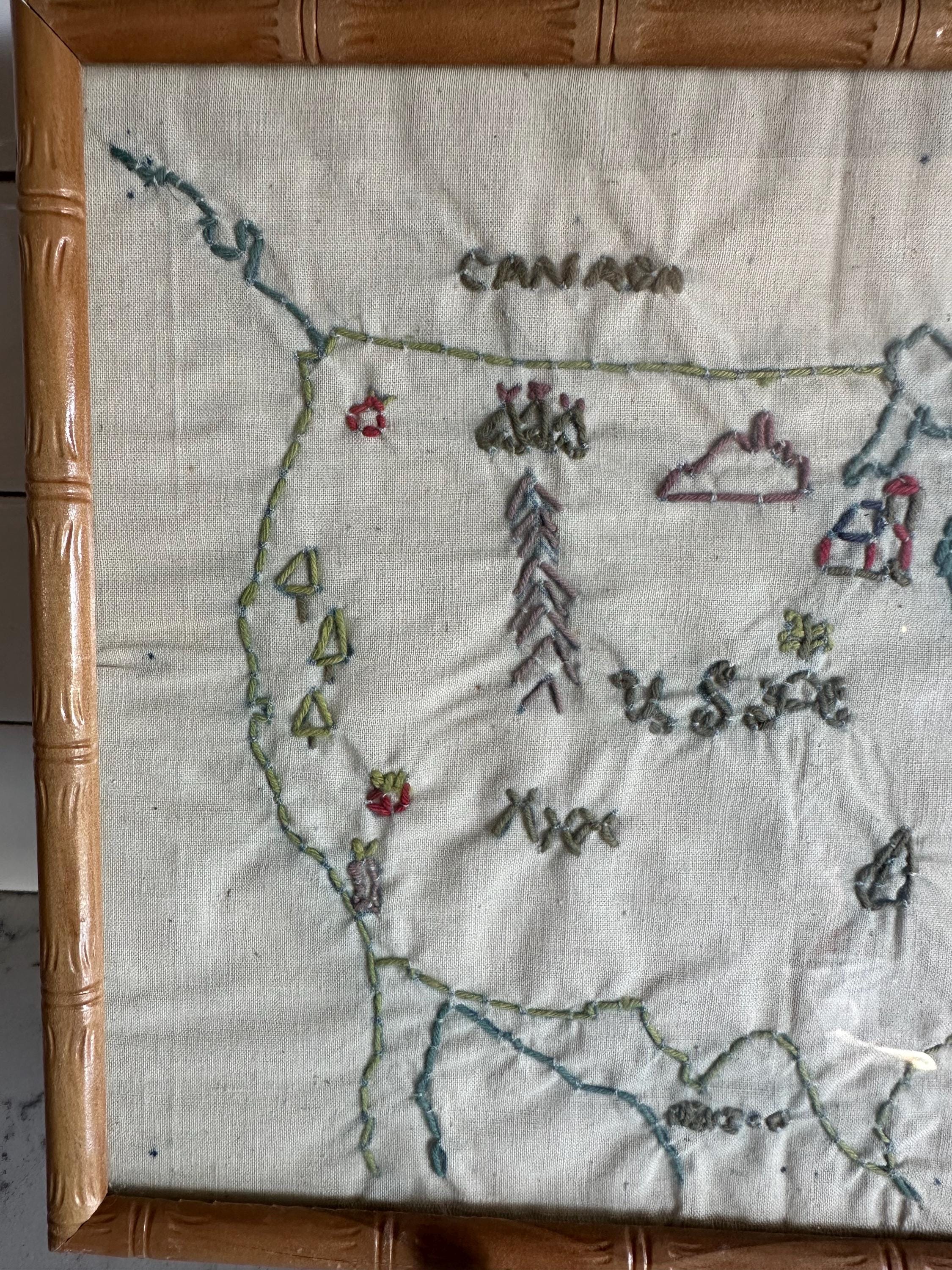 Vintage Needle Point USA Map of Natural Resources America - Etsy