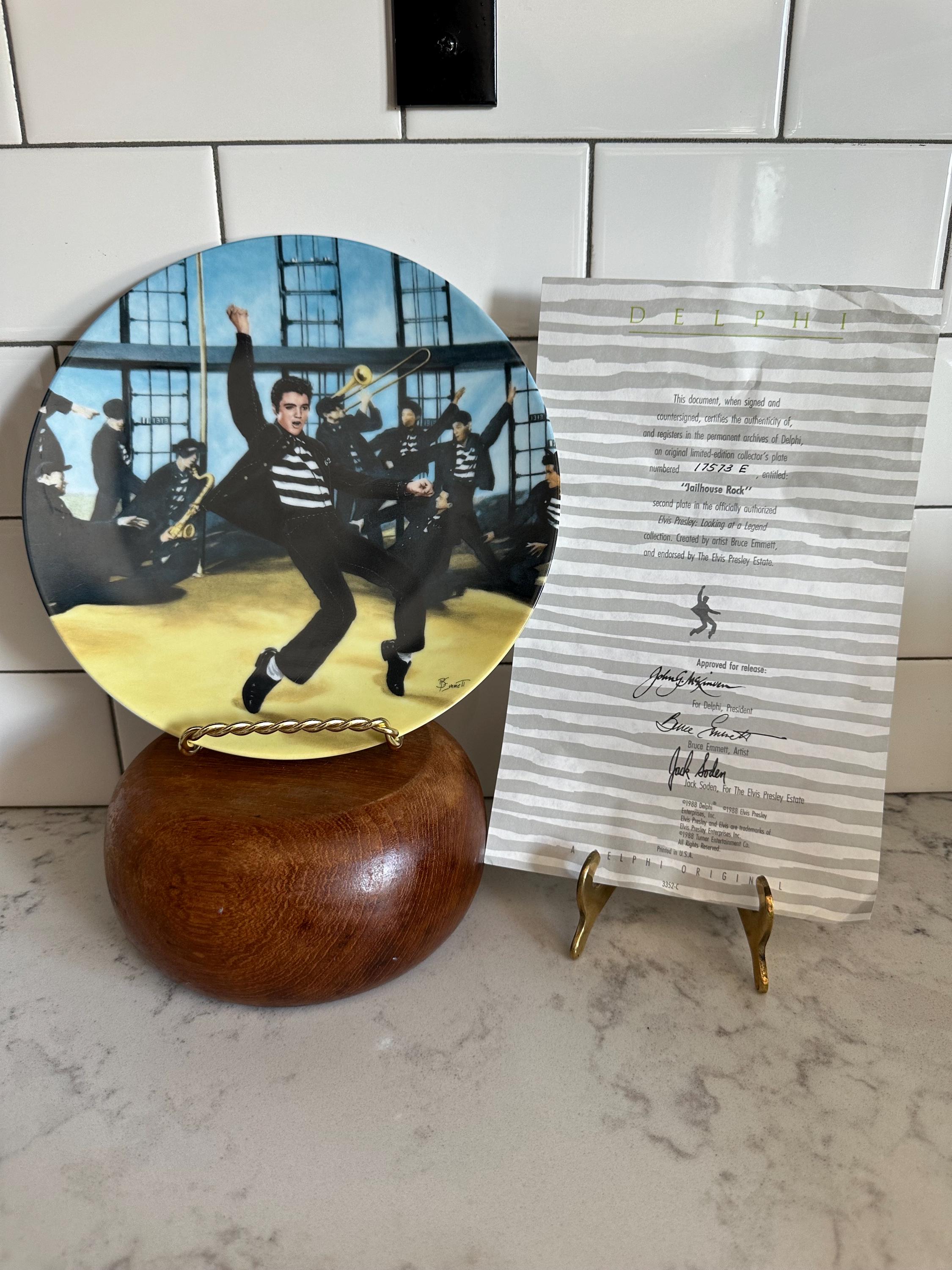 Elvis Presley 1989 Delphi - Bruce Emmett Collector Plate- Jailhouse ...