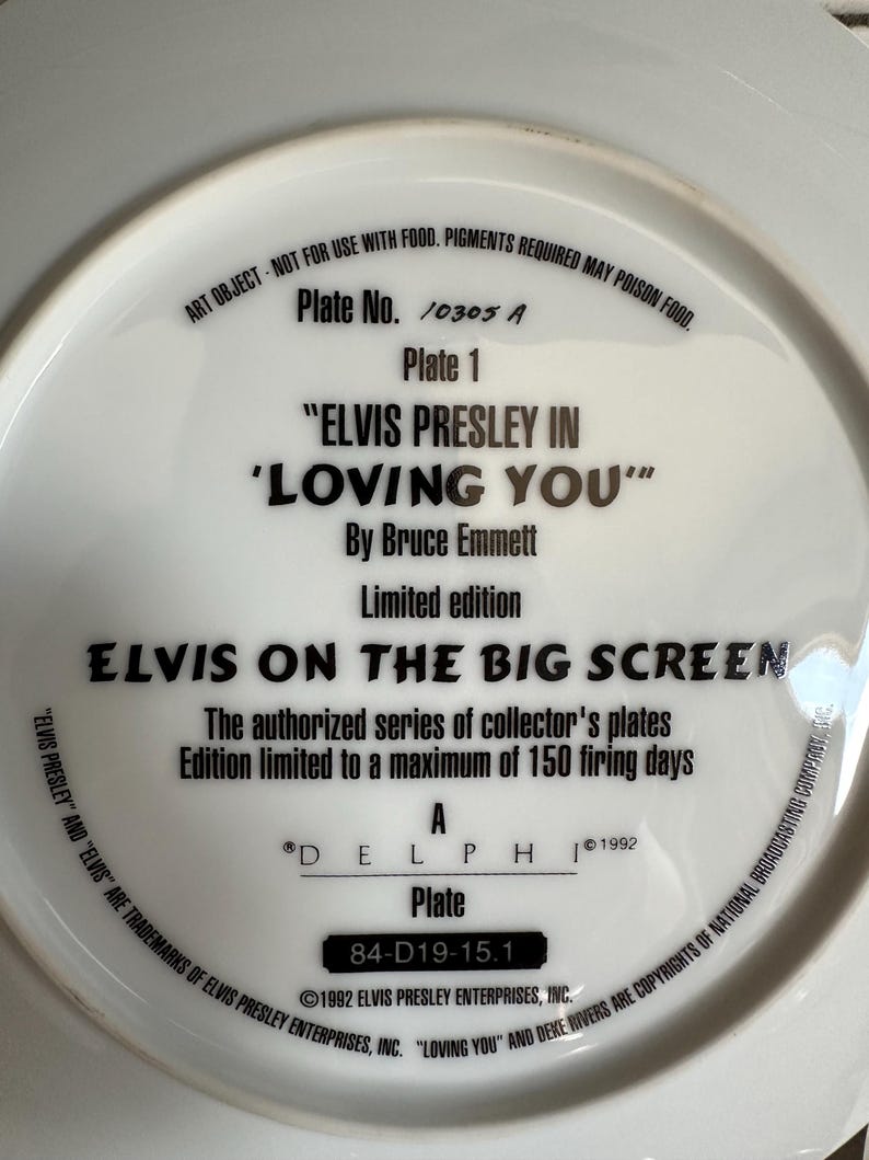 Elvis Presley 1989 Delphi - Bruce Emmett Collector Plate- Loving You - Etsy