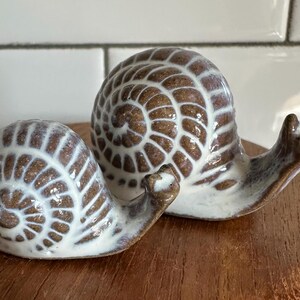 Vintage Terracotta Redware White Glazed Pottery Snails Miniature ...