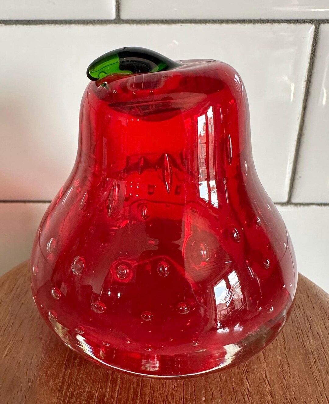 Blown Glass Strawberry Paperweight Figurine With Controlled Bubbles - Etsy