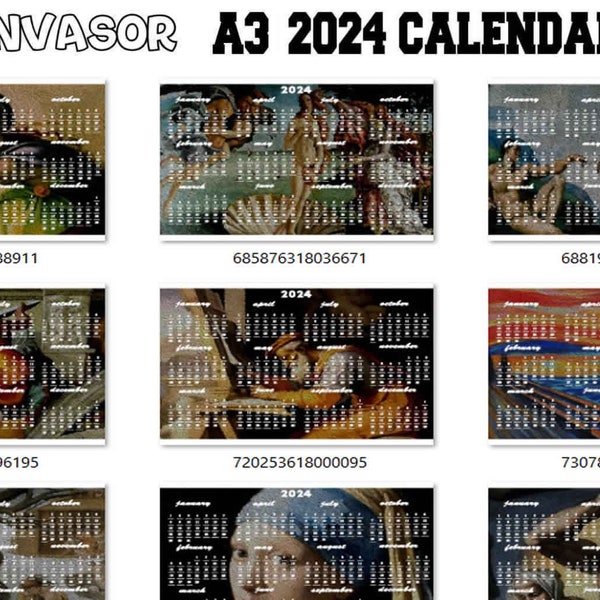 Famous Art Calendar - Etsy