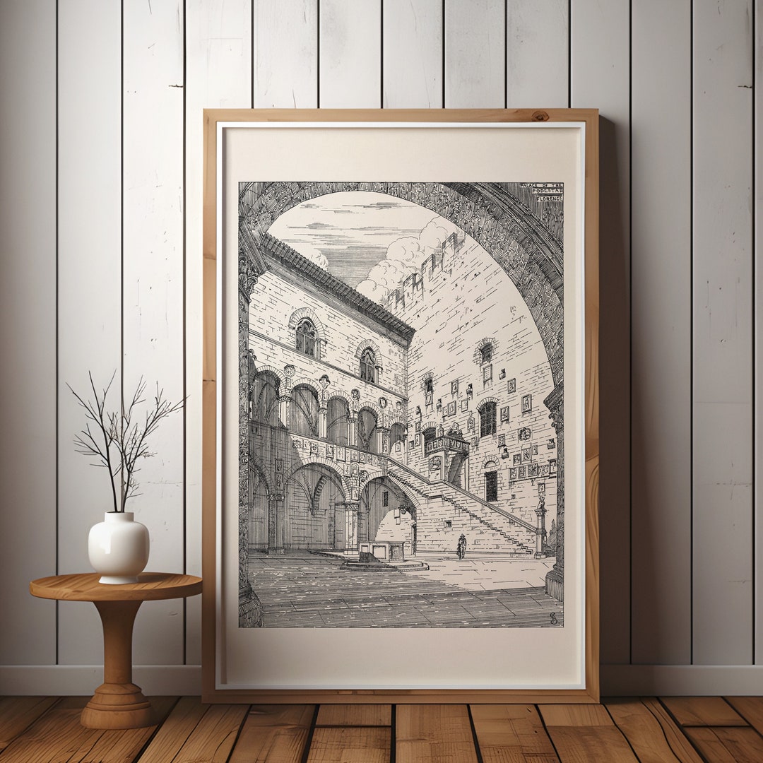 Vintage Architecture Sketch Art Architecture Print Line Art Florence ...