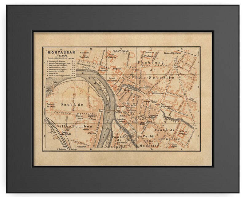 PRINTABLE Vintage Montauban Map. Beautiful Wall Art From Antique ...