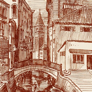 Venice Architecture Drawing Vintage Architecture Print of Venice From ...