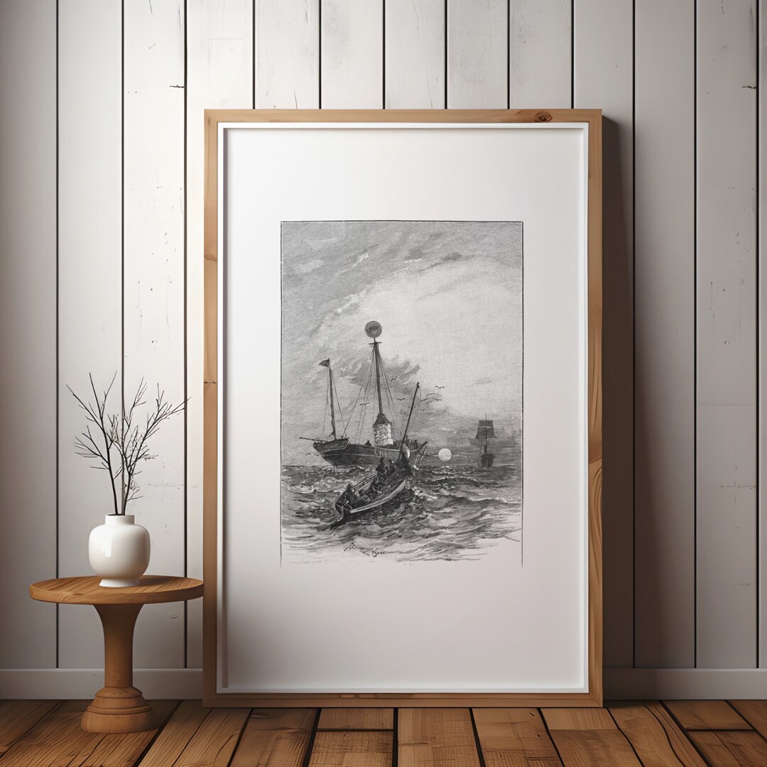 Nautical Engraving Print Vintage Ship Print Vintage Wall Art Printed on ...
