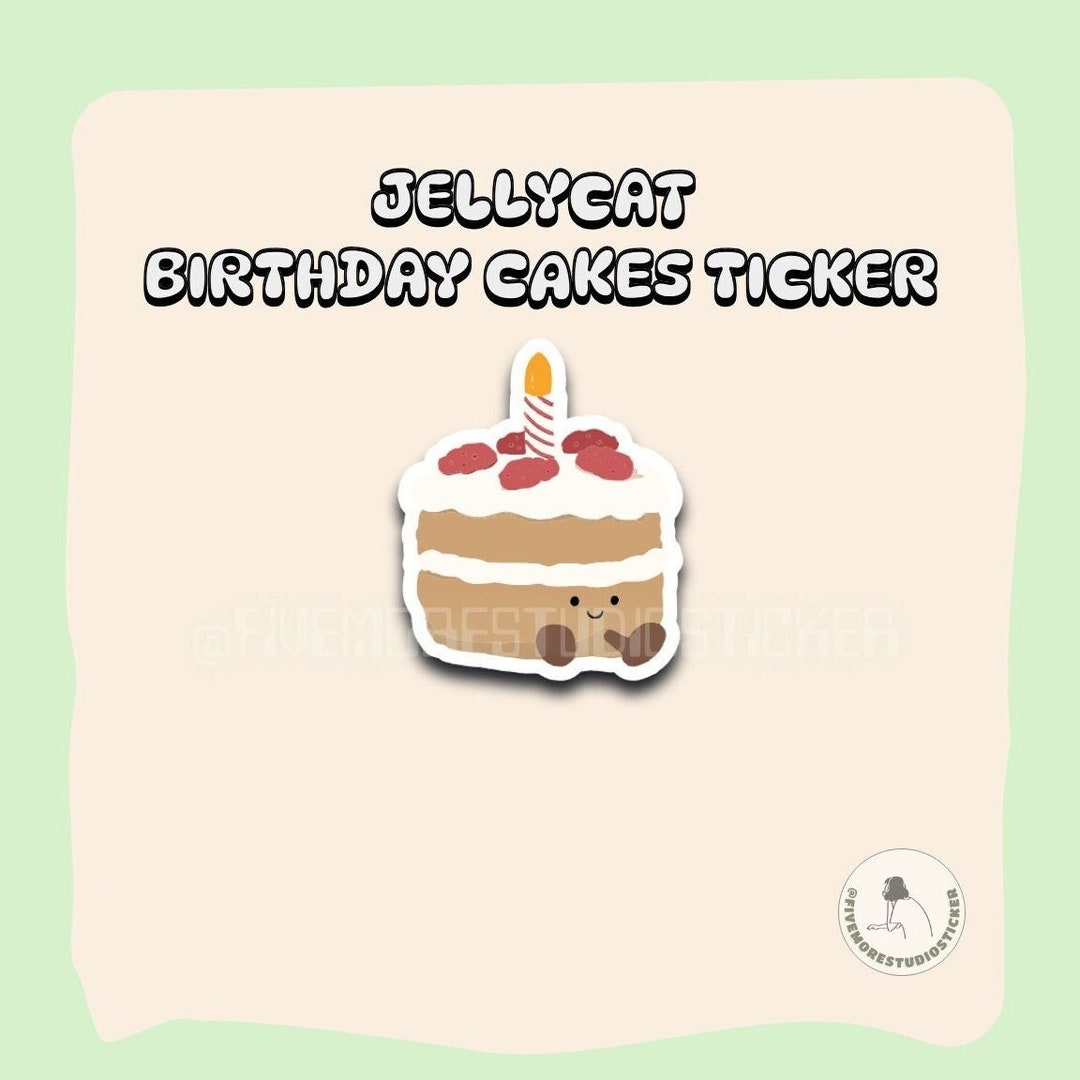 Jellycat Strawberry Birthday Cake Sticker Handmade - Etsy