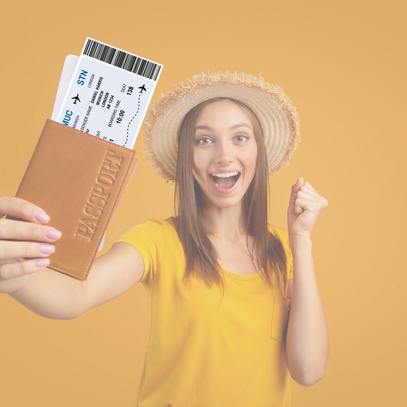 London Boarding Pass Template Surprise Ticket For Partner Canva Editable T Plane Travel