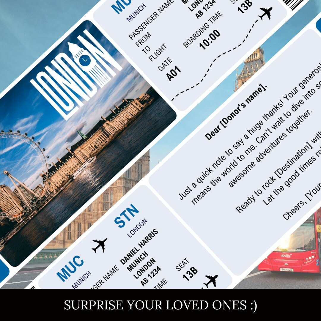 London Boarding Pass Template, Surprise Ticket for Partner, Canva ...