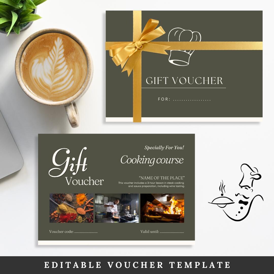 Cooking Course Surprise Gift Voucher, Birthday Cook Chef Lesson ...