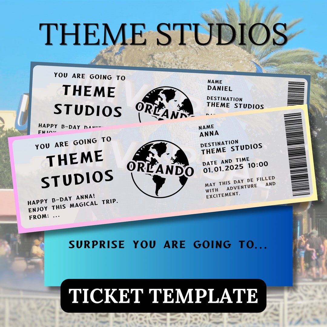 Theme Studios Printable Ticket, Birthday Invitation Entrance, Movie ...