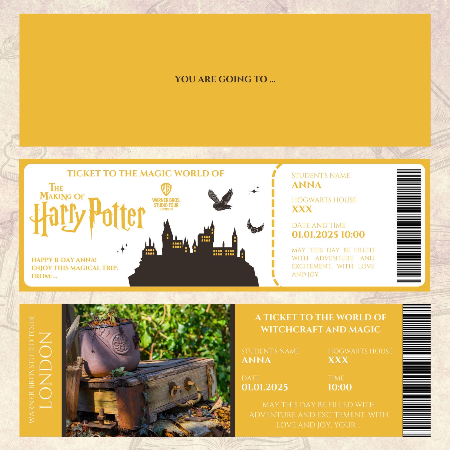 Warner Bros Studio Tour, Surprise Ticket Template for the Making of ...