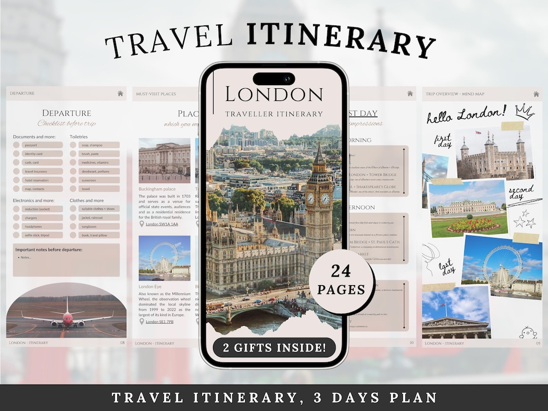 London Travel Itinerary | 3 Days Ultimate Trip Digital Planner | Fully ...