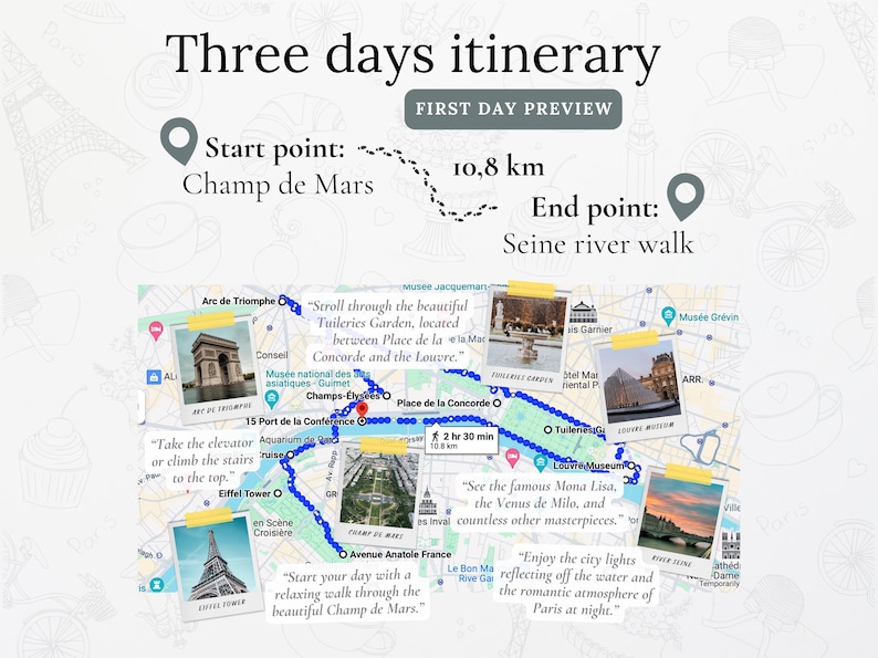 Paris 3-day Itinerary & Budget Planner | All-in-one Excel Trip ...