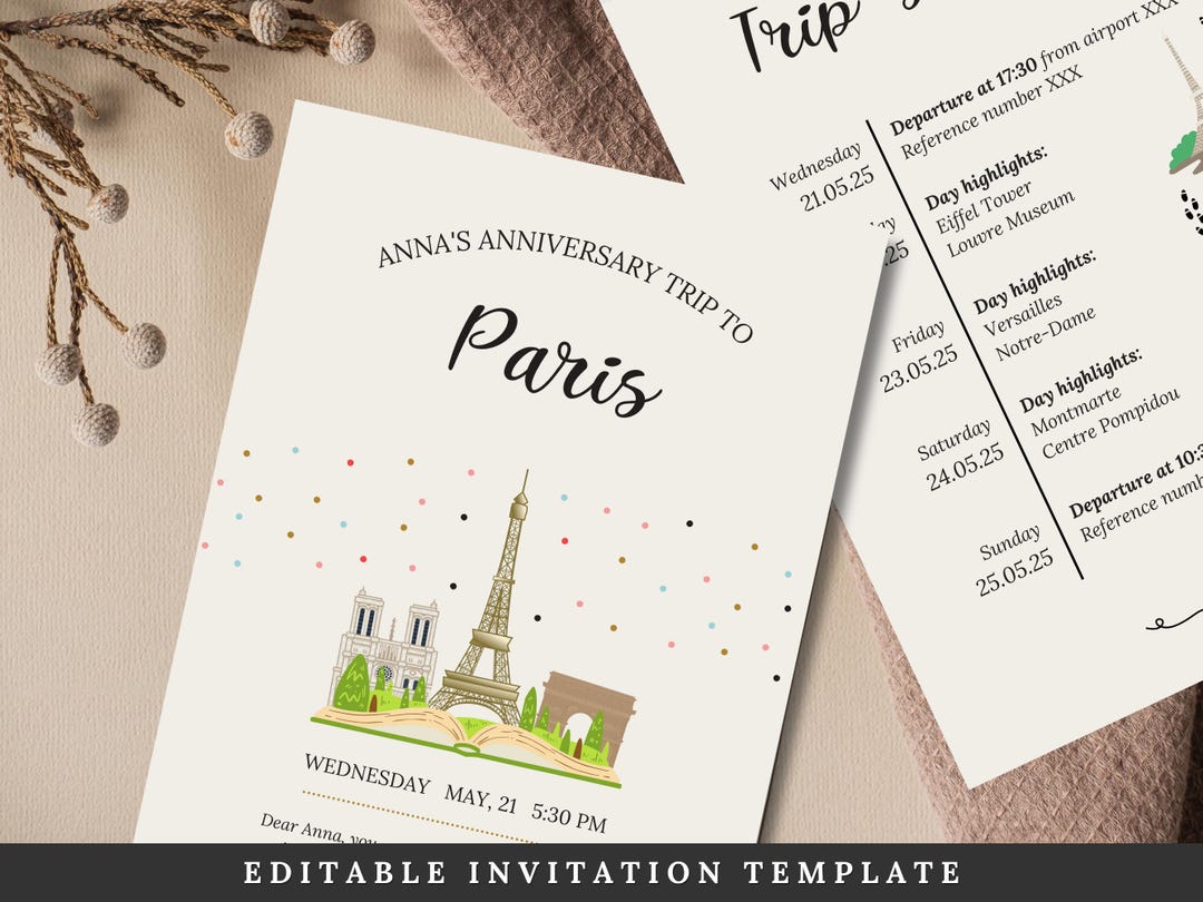 Paris Anniversary Surprise Card | Invitation Ticket for Partner or ...