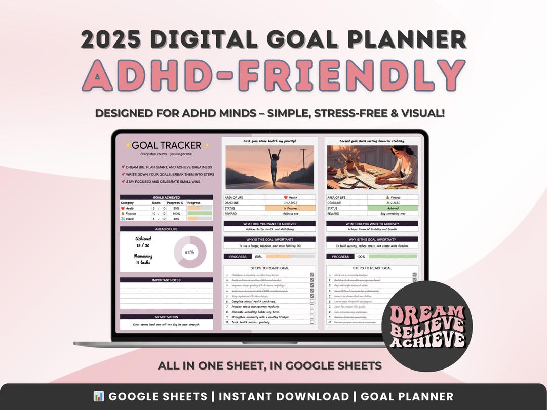 Adhd-friendly Goal Planner & Habit Tracker | Stay on Track in 2025 ...