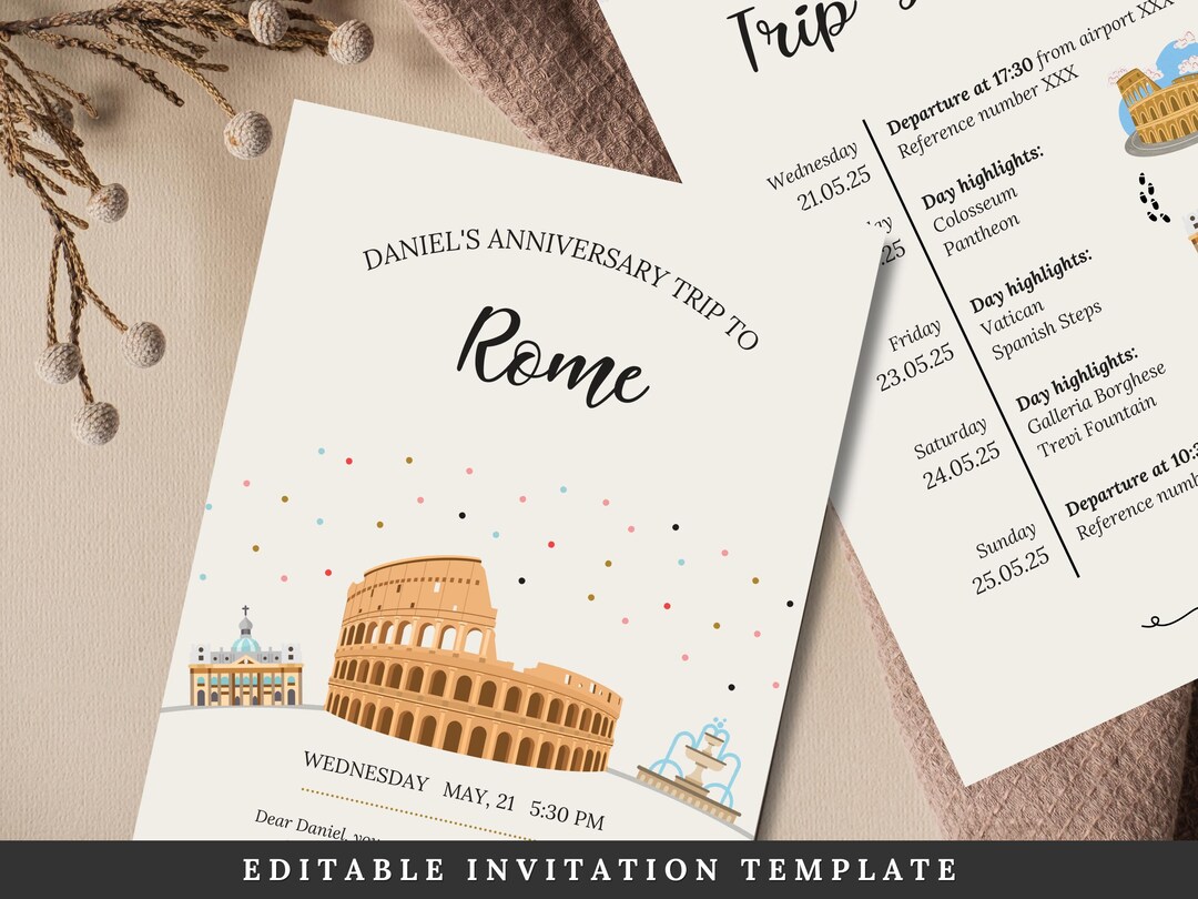 Rome Anniversary Surprise Card | Invitation Ticket for Partner or ...