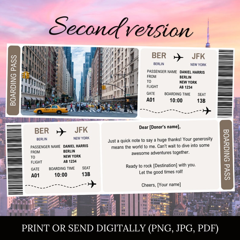 New York Boarding Pass Template, Surprise Ticket for Partner, Canva ...