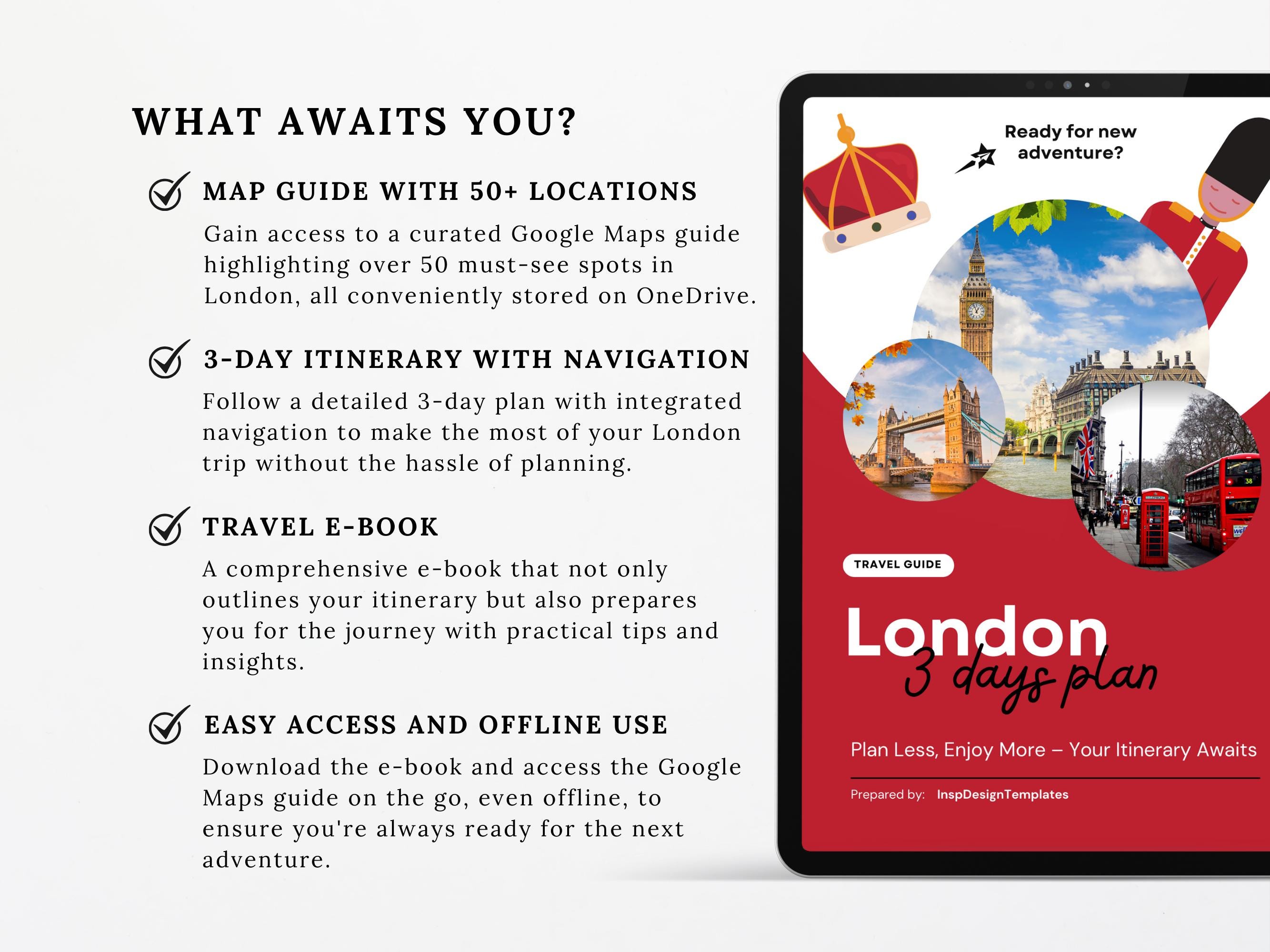 London Map Guide With 3 Days Itinerary Ebook Digital Planner Bundle for ...