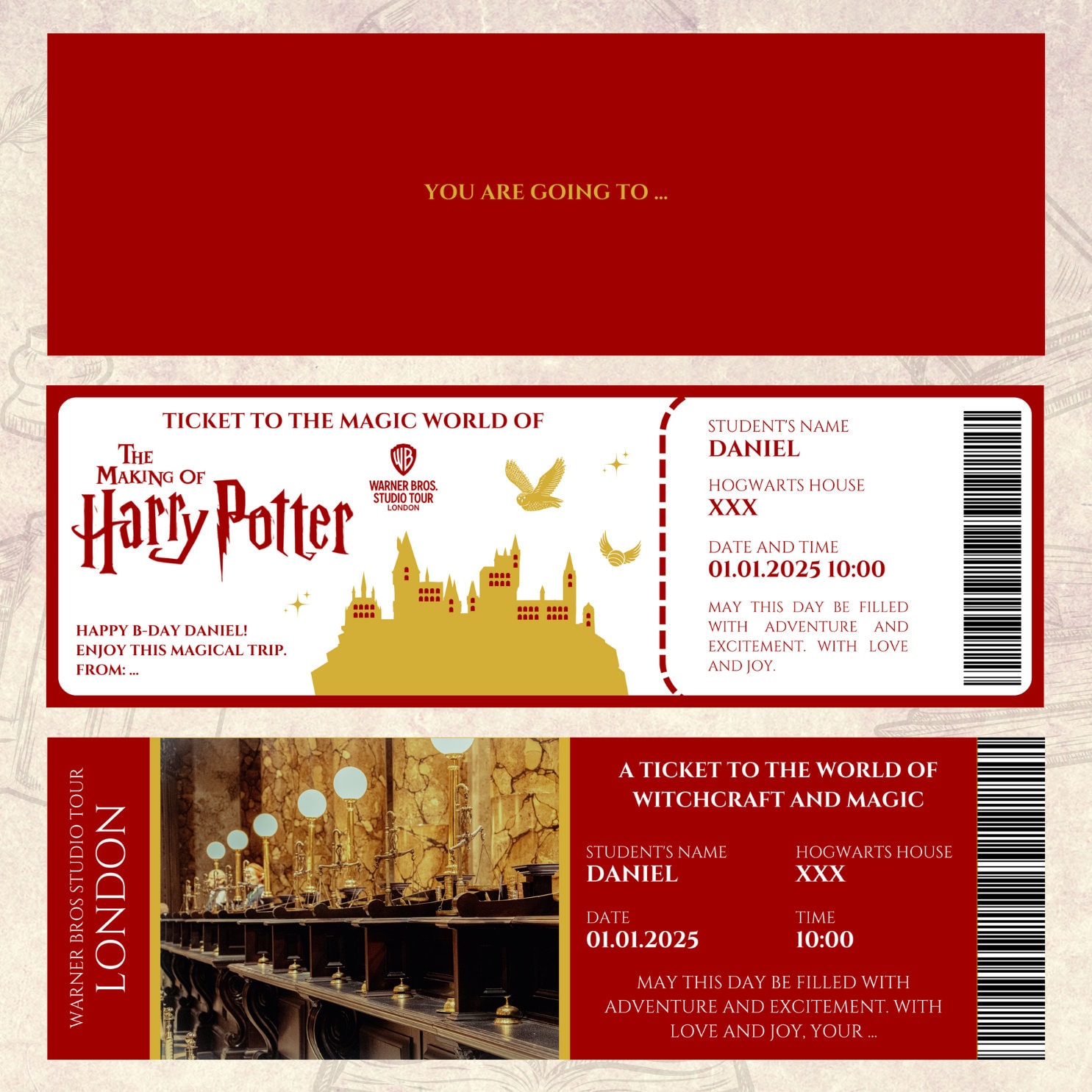 Warner Bros Studio Tour, Surprise Ticket Template for the Making of ...