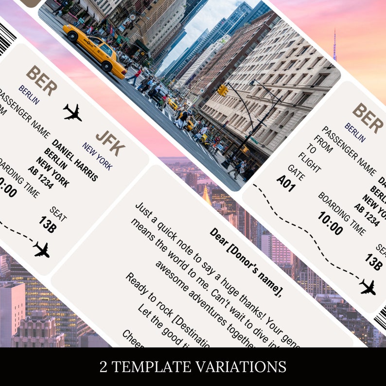 New York Boarding Pass Template, Surprise Ticket for Partner, Canva ...