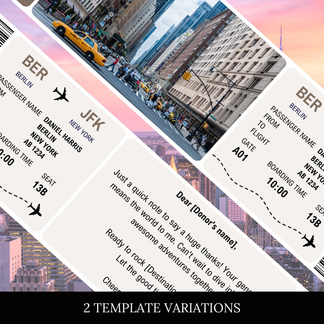 New York Boarding Pass Template, Surprise Ticket for Partner, Canva ...