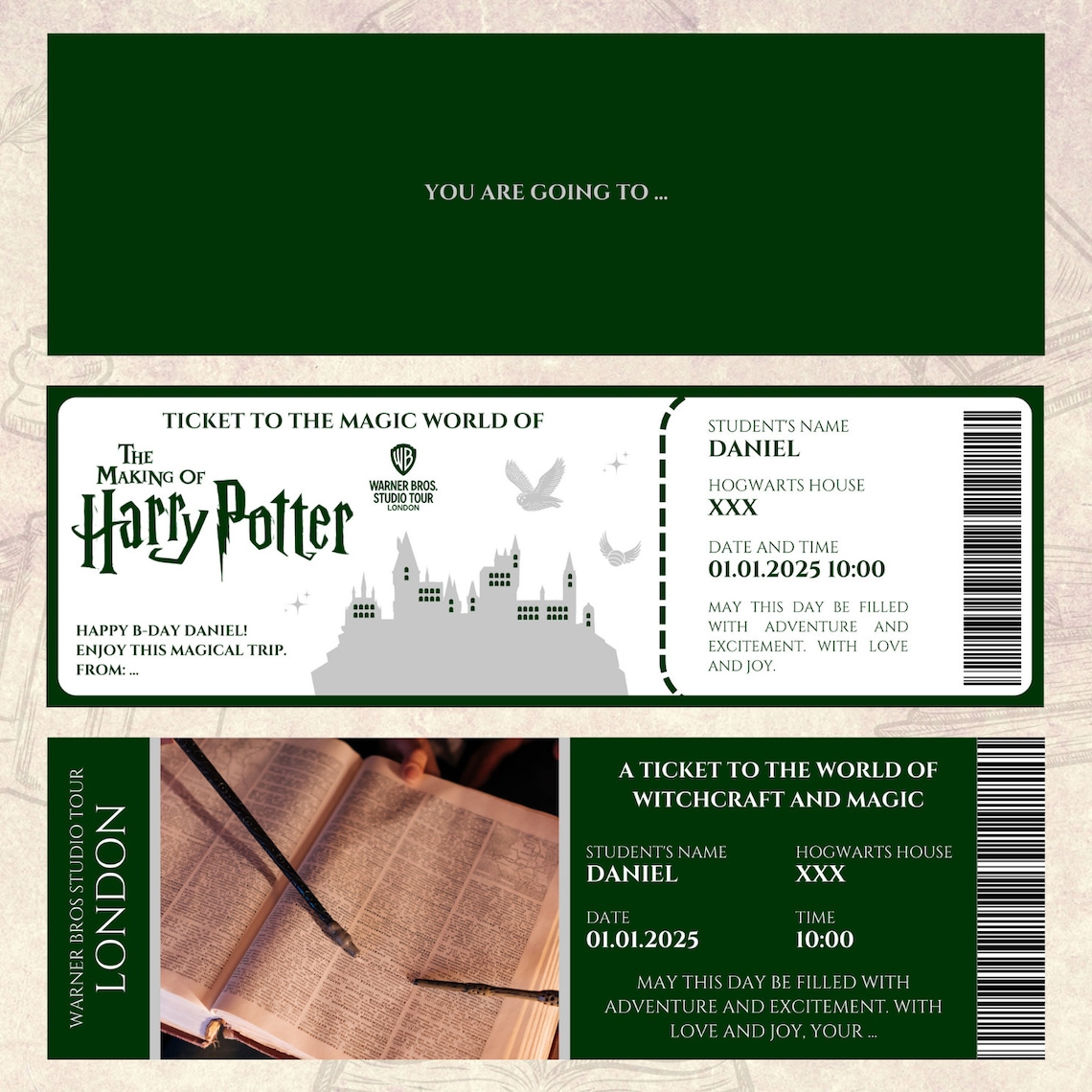 Warner Bros Studio Tour, Surprise Ticket Template for the Making of ...