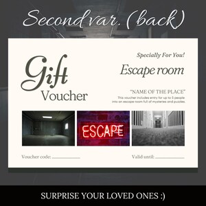 Escape Room Surprise Gift Voucher, Birthday Activity, Customizable ...
