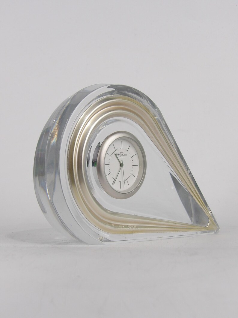 Clear Glass Table Clock With Silver-coated Bilaminate - Etsy