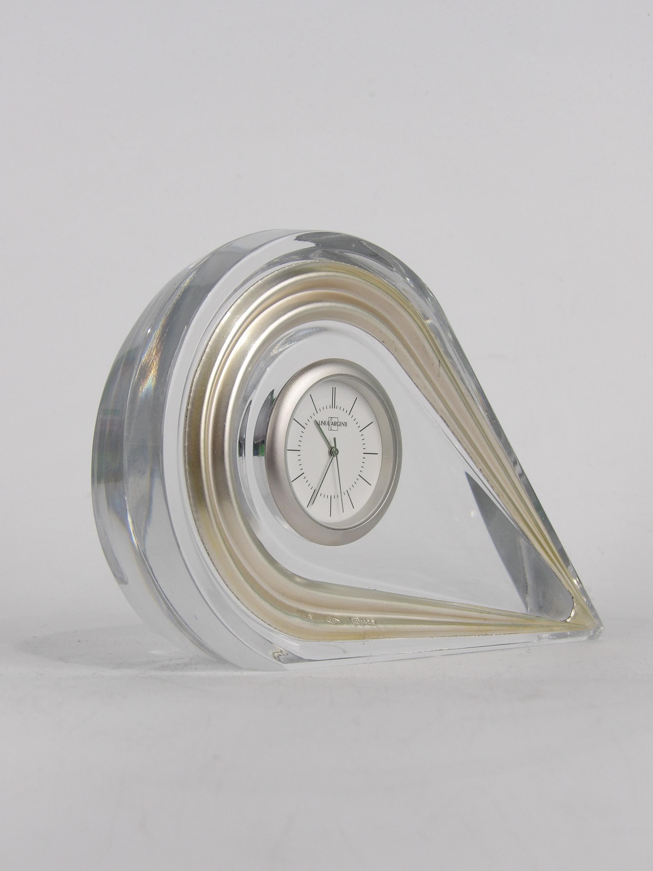 Clear Glass Table Clock With Silver-coated Bilaminate - Etsy