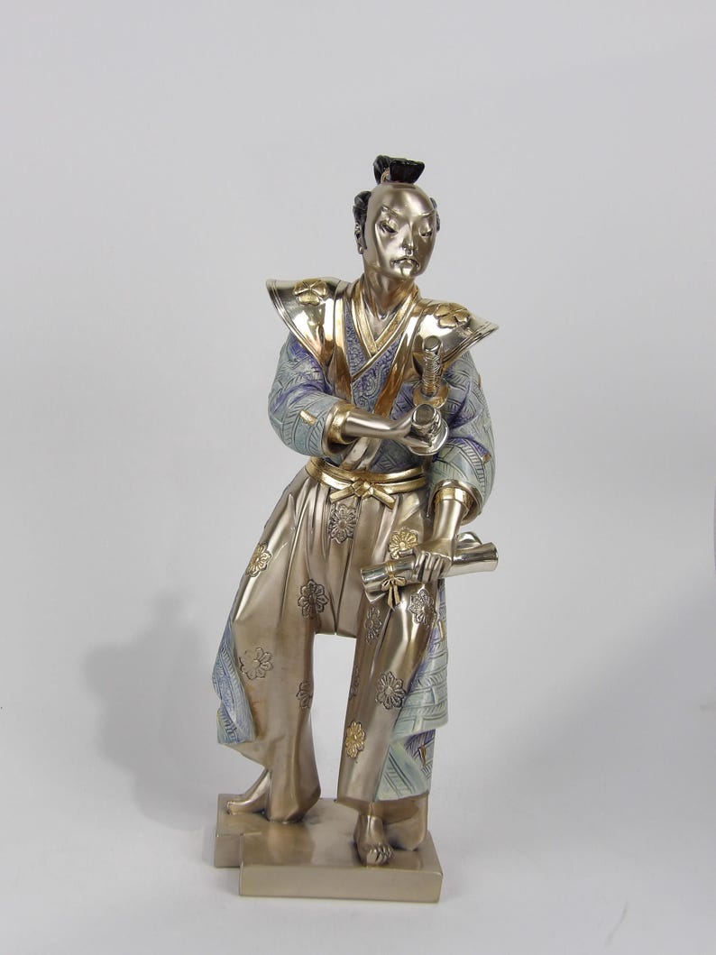 Colored Japanese Samurai Statue - Detailed and Vibrant Decor - Etsy
