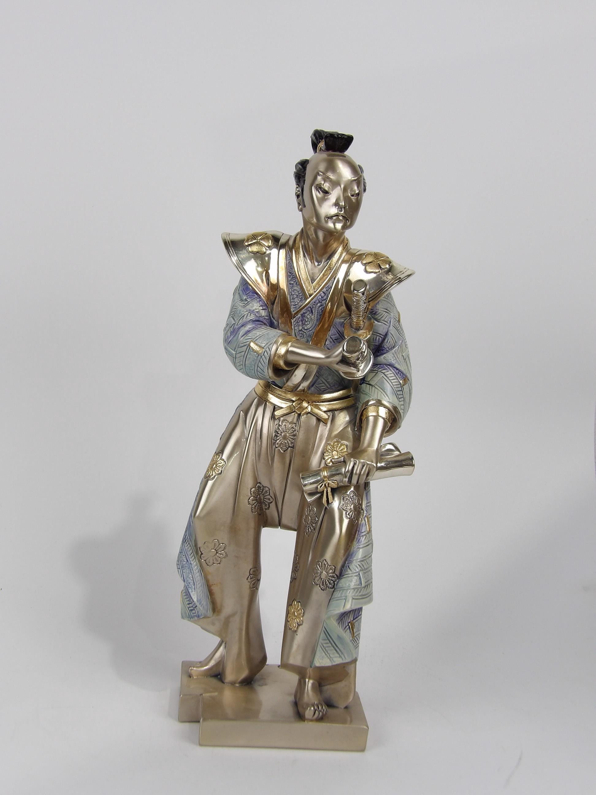 Colored Japanese Samurai Statue Detailed and Vibrant Decor - Etsy