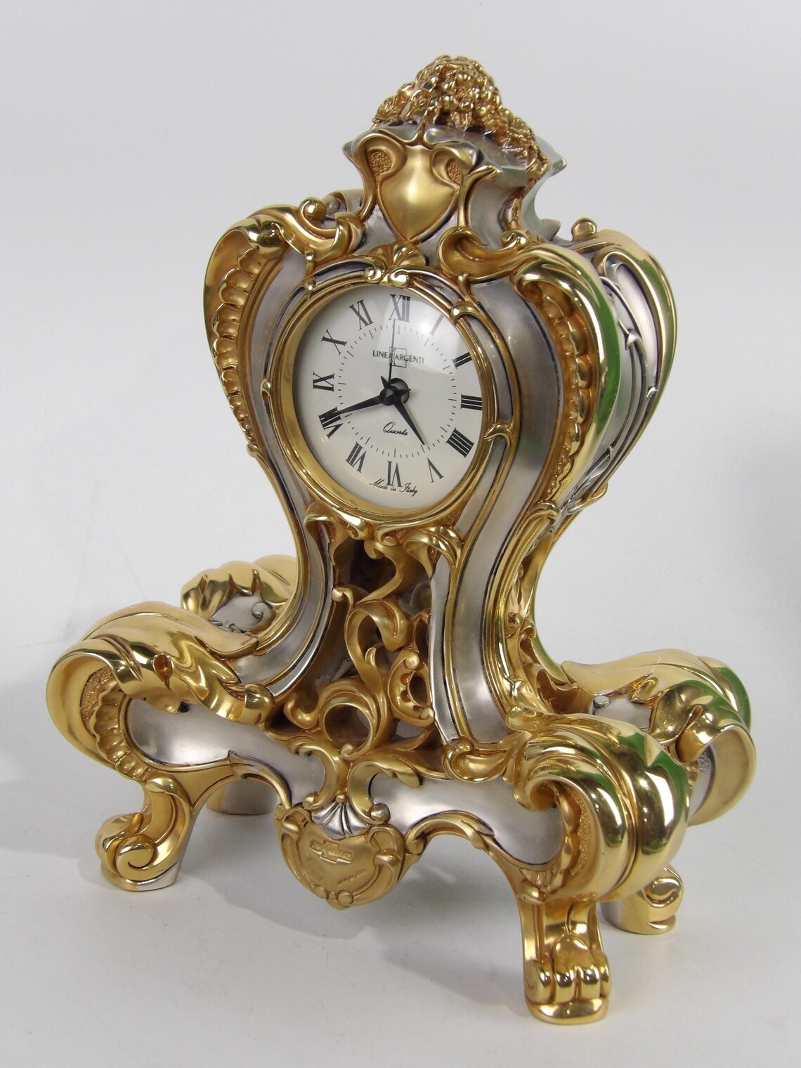Baroque Style Table Clock in Gold and Silver Resin - Etsy