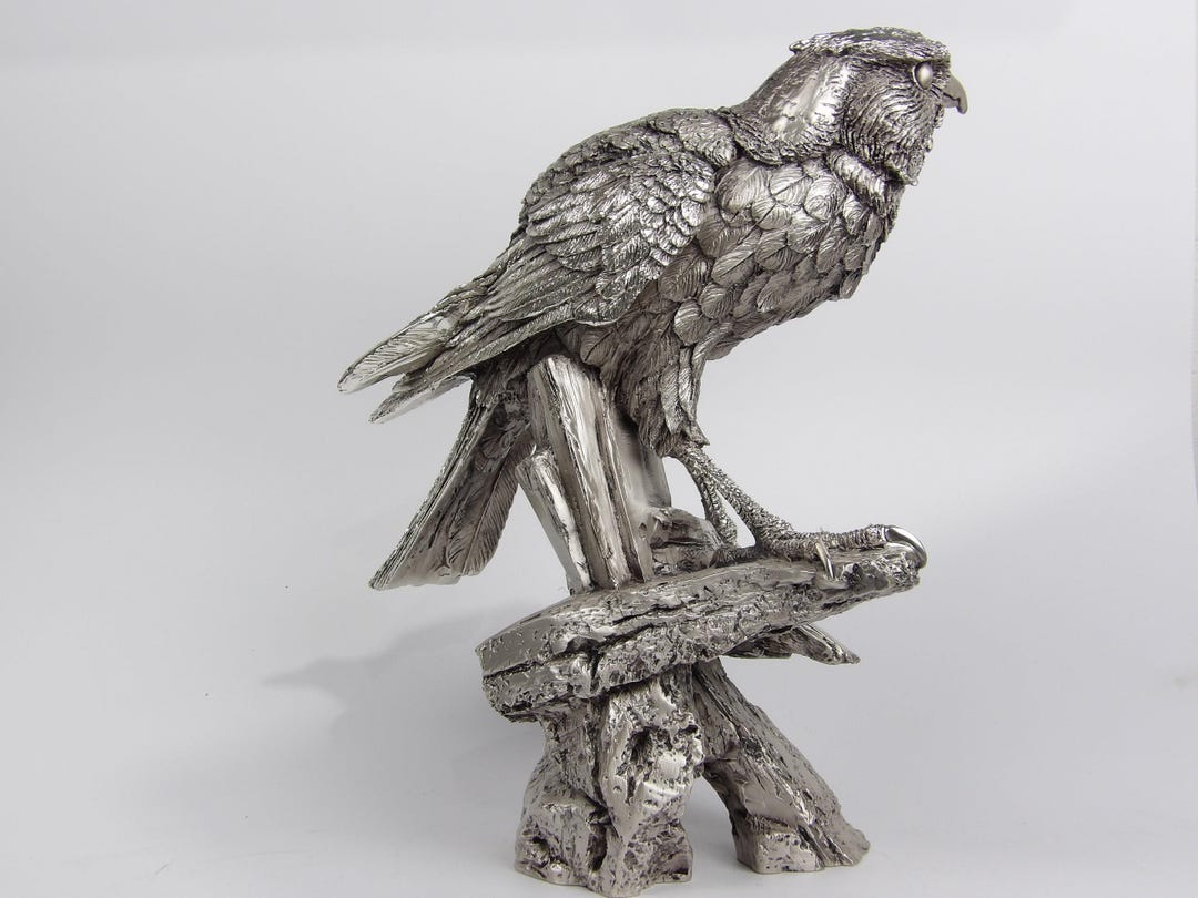 Silver-coated Resin Hawk Sculpture Majestic and Powerful Decor - Etsy