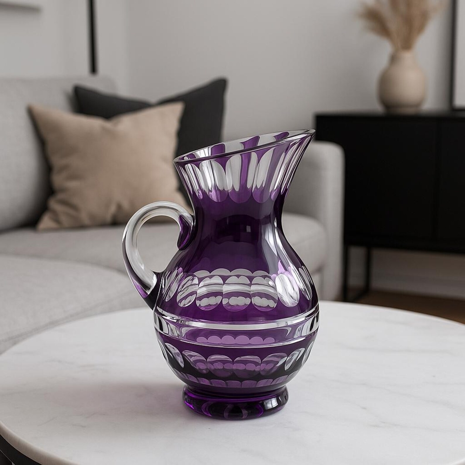 Crystal Bohemia Violet Pitcher With Flat-cut Detailing - Etsy