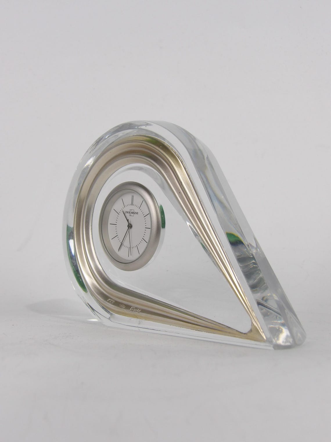 Clear Glass Table Clock With Silver-coated Bilaminate - Etsy