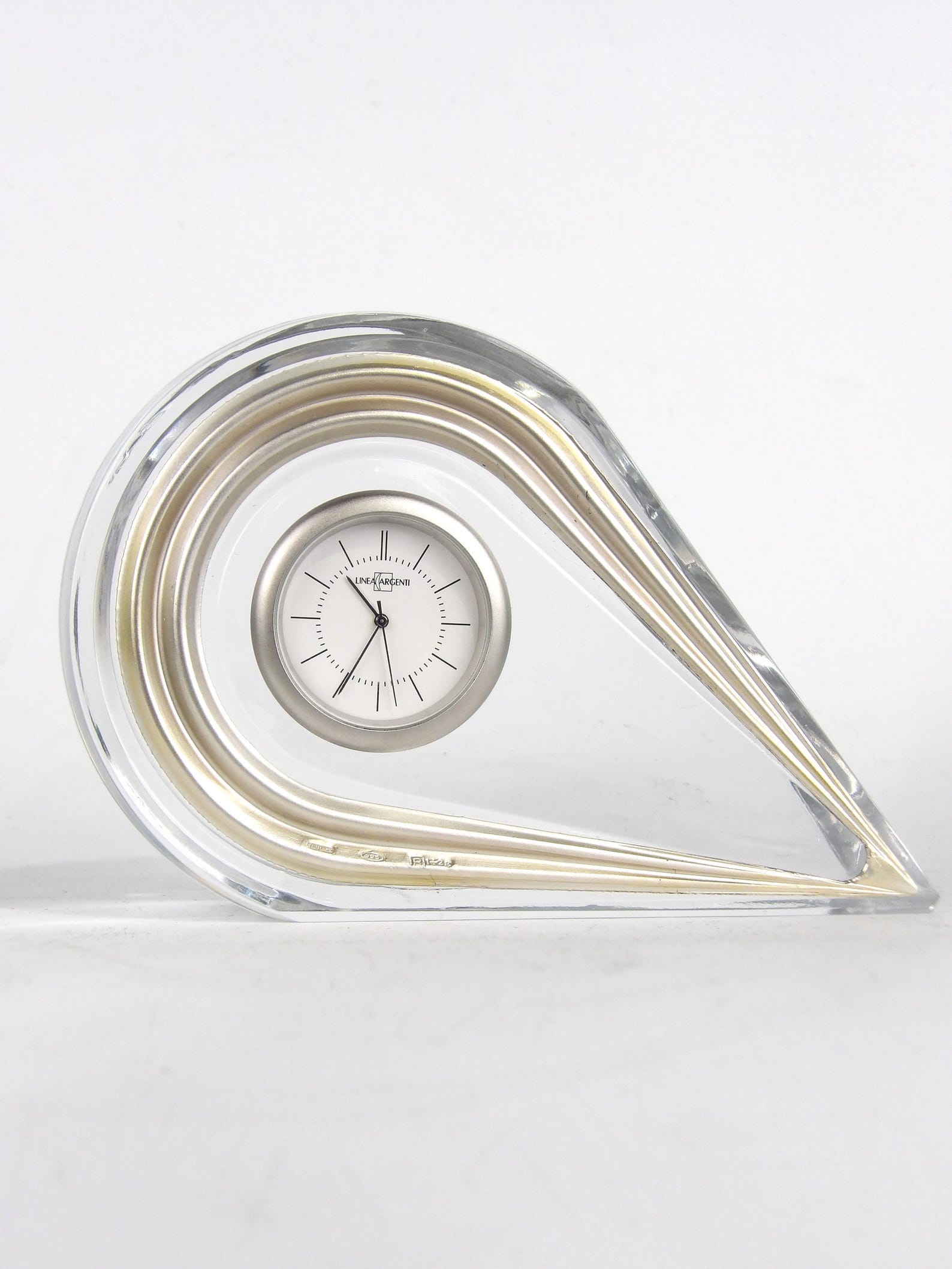 Clear Glass Table Clock With Silver-coated Bilaminate - Etsy
