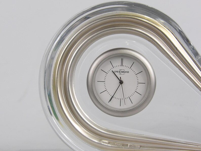 Clear Glass Table Clock With Silver-coated Bilaminate - Etsy