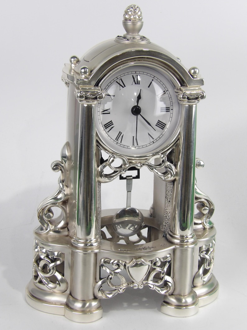 Elegant Pendulum Clock in Silver Resin - Etsy