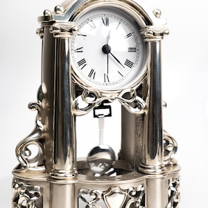 Elegant Pendulum Clock in Silver Resin - Etsy