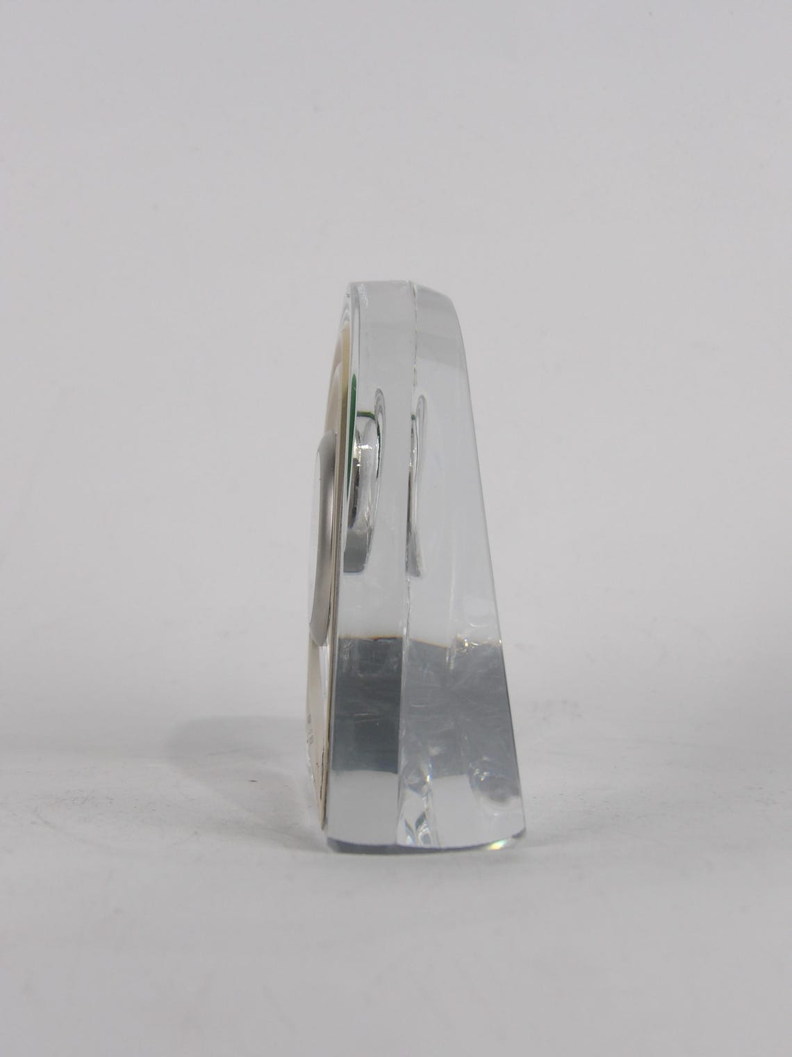 Clear Glass Table Clock With Silver-coated Bilaminate - Etsy