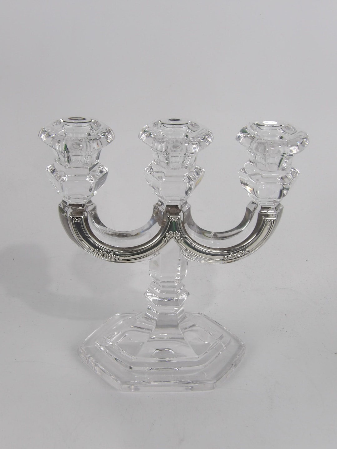 Crystal Three-branched Candelabra With Trimming in Silver-coated ...