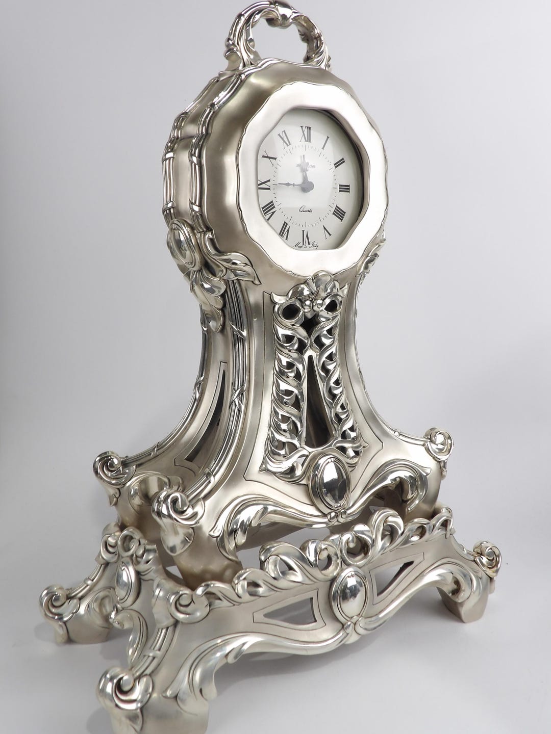 Handmade Italian Baroque Wall Pendulum Clock – Silver Resin, Artisan ...