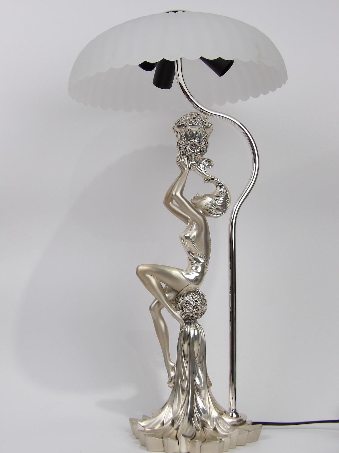 Silver-coated Table Lamp – Woman Posing With Flowers: A Timeless ...