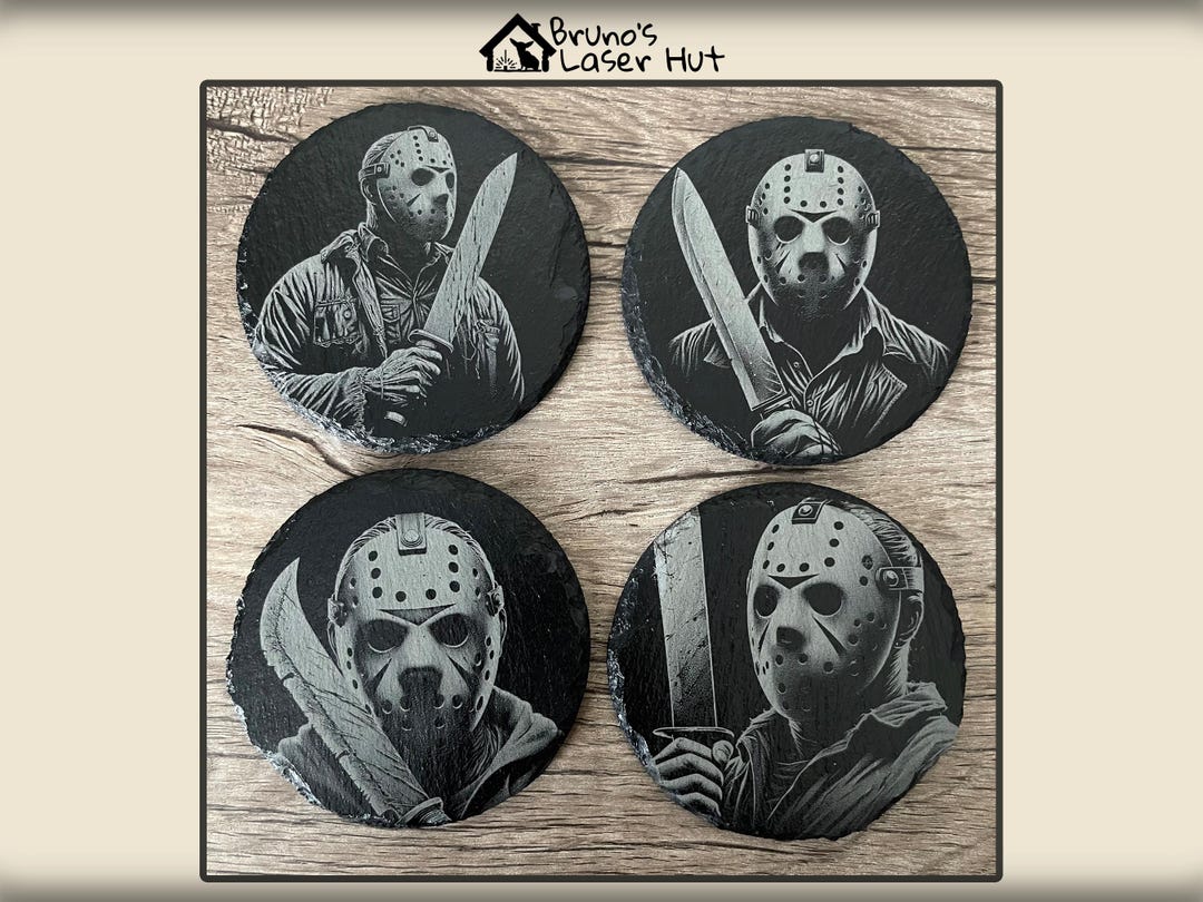 Jason Voorhees Slate Coaster Set: Halloween Decor Engraved Coasters - Etsy