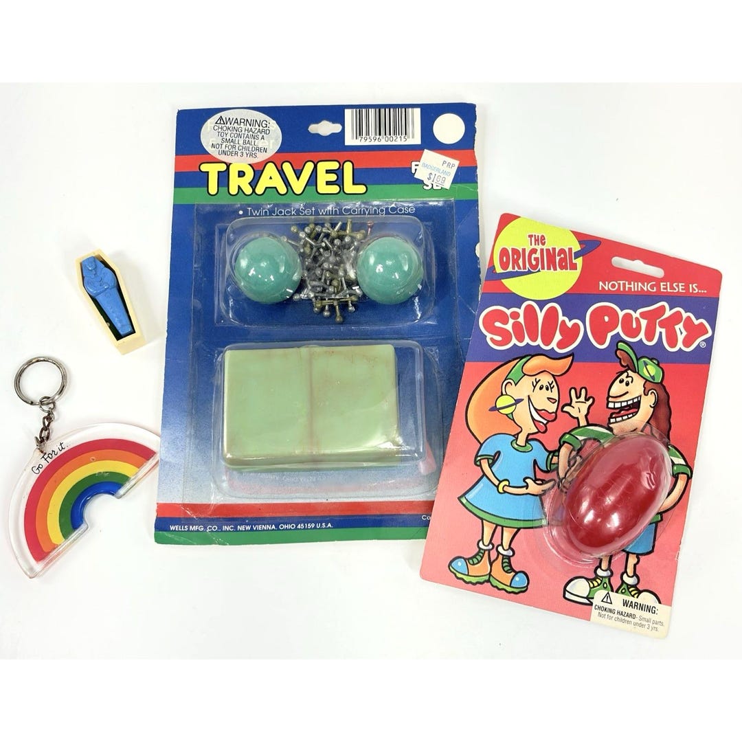 Vintage Toys Silly Putty 1997 Travel Twin Jack Set Magic Mummy Rainbow ...