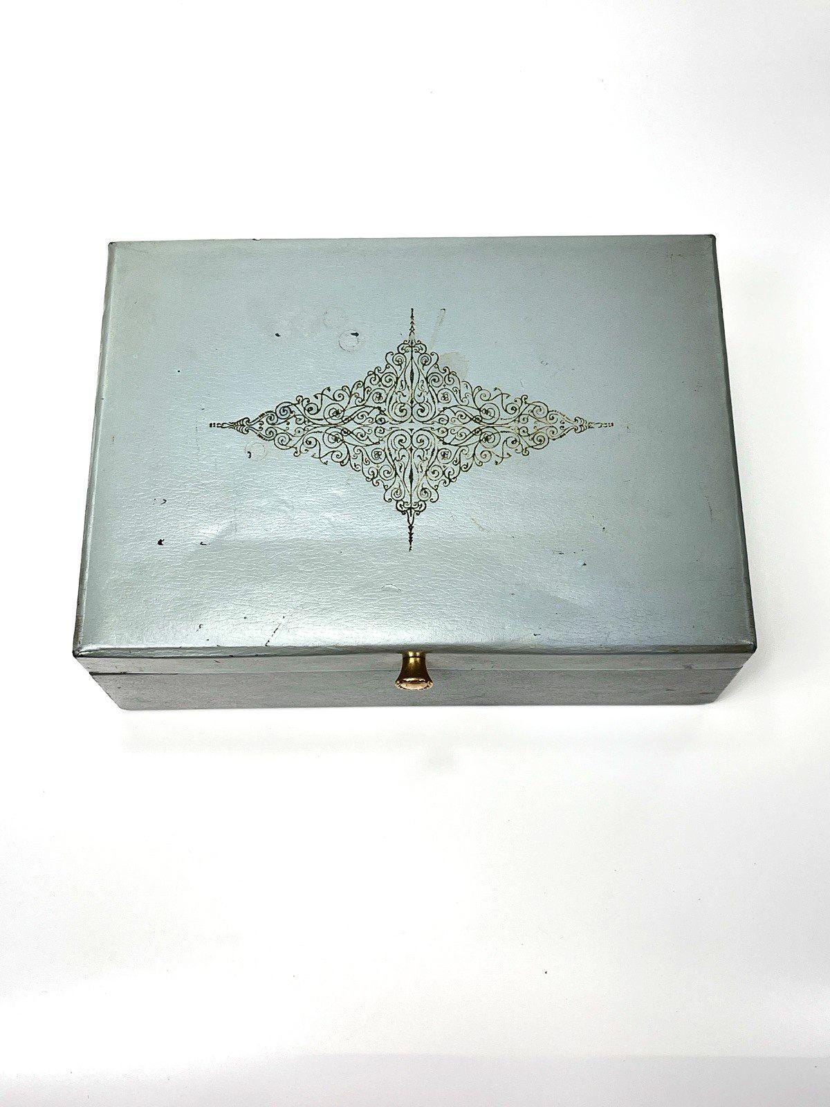 Vintage Lady Buxton Blue Jewelry Box Velvet Interior Satin Pocket 11" X ...