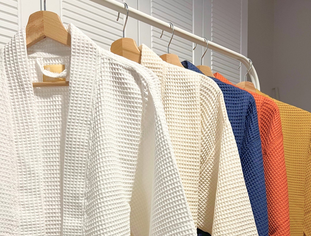 Waffle Cotton Robe Mid Calf, Hotel Robe, 100% Cotton Bathrobe, Sauna ...