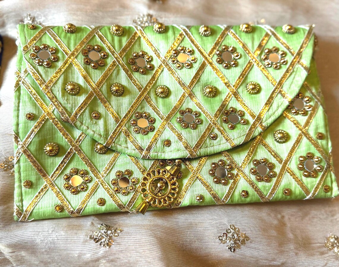 Handmade Mirror Work Clutch Bag: Indian Pakistani Wedding Purse - Etsy