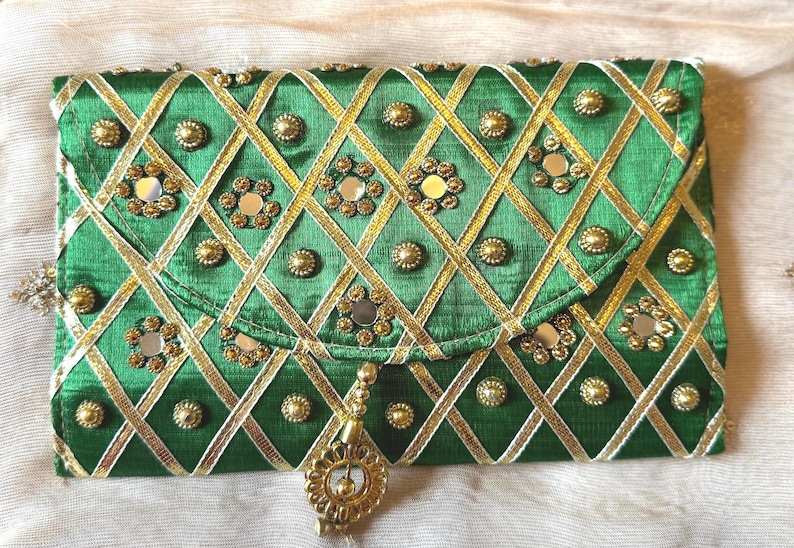 Handmade Mirror Work Clutch Bag: Indian Pakistani Wedding Purse - Etsy